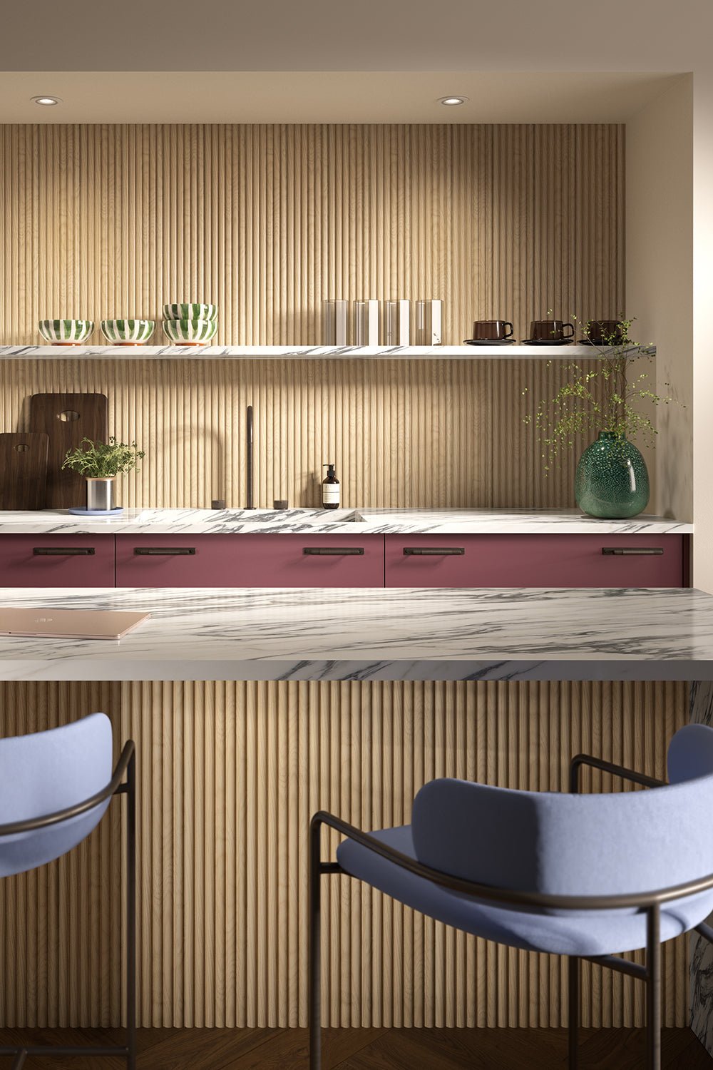 Reeded Fine Waterproof Natural Oak Panel | Naturewall