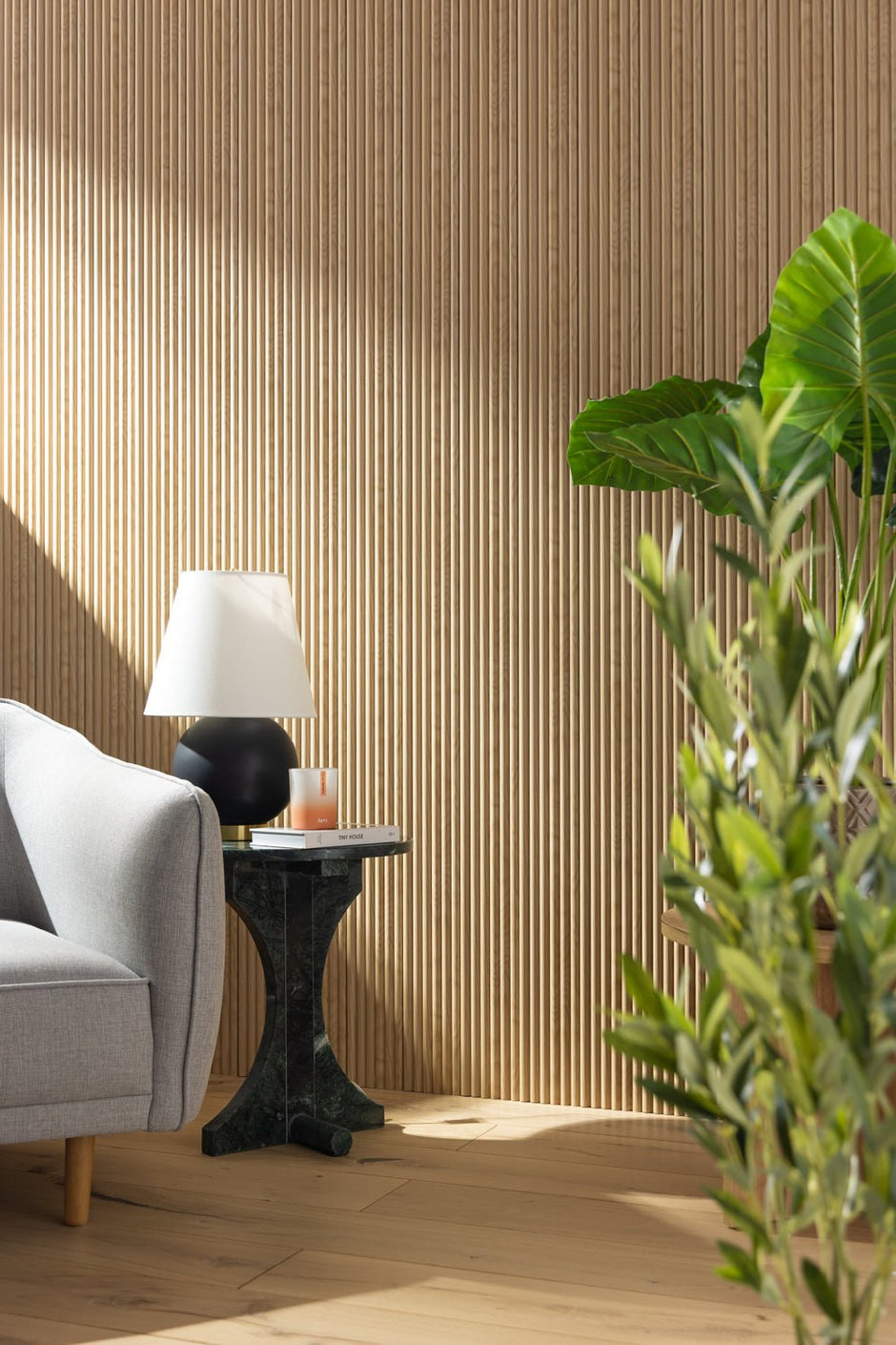 Reeded Fine Waterproof Natural Oak Panel | Naturewall