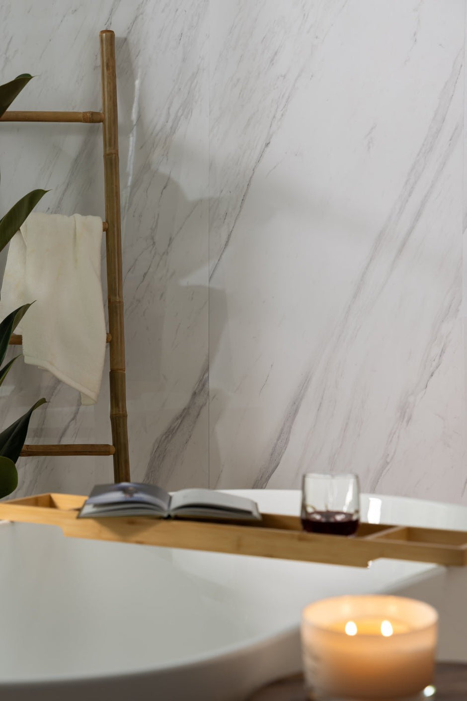 Elemence Calacatta White Marble Effect Shower Panel – Naturewall