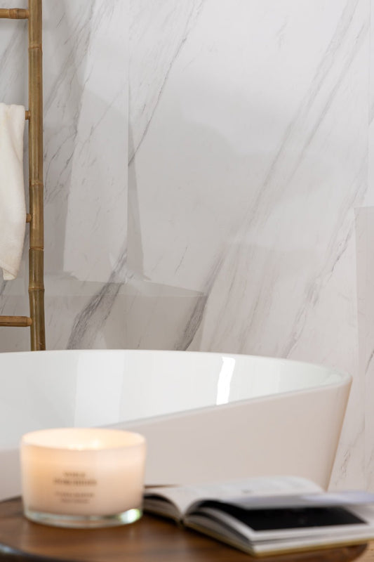 Elemence Calacatta White Marble Effect Shower Panel – Naturewall