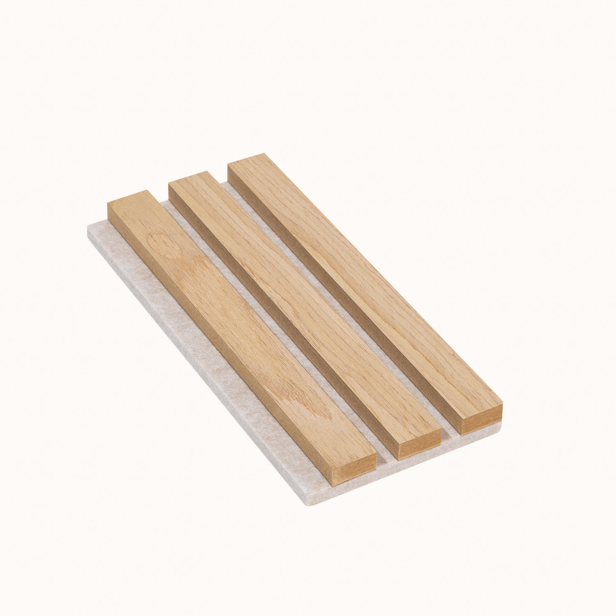 SlatWall Natural Oak Sample on Beige Felt | Naturewall