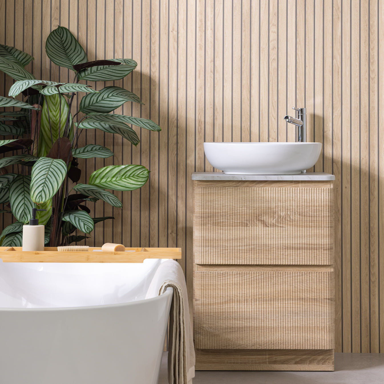 Sivara Oak Slatted Wood Effect PVC Waterproof Shower Panel | Naturewall