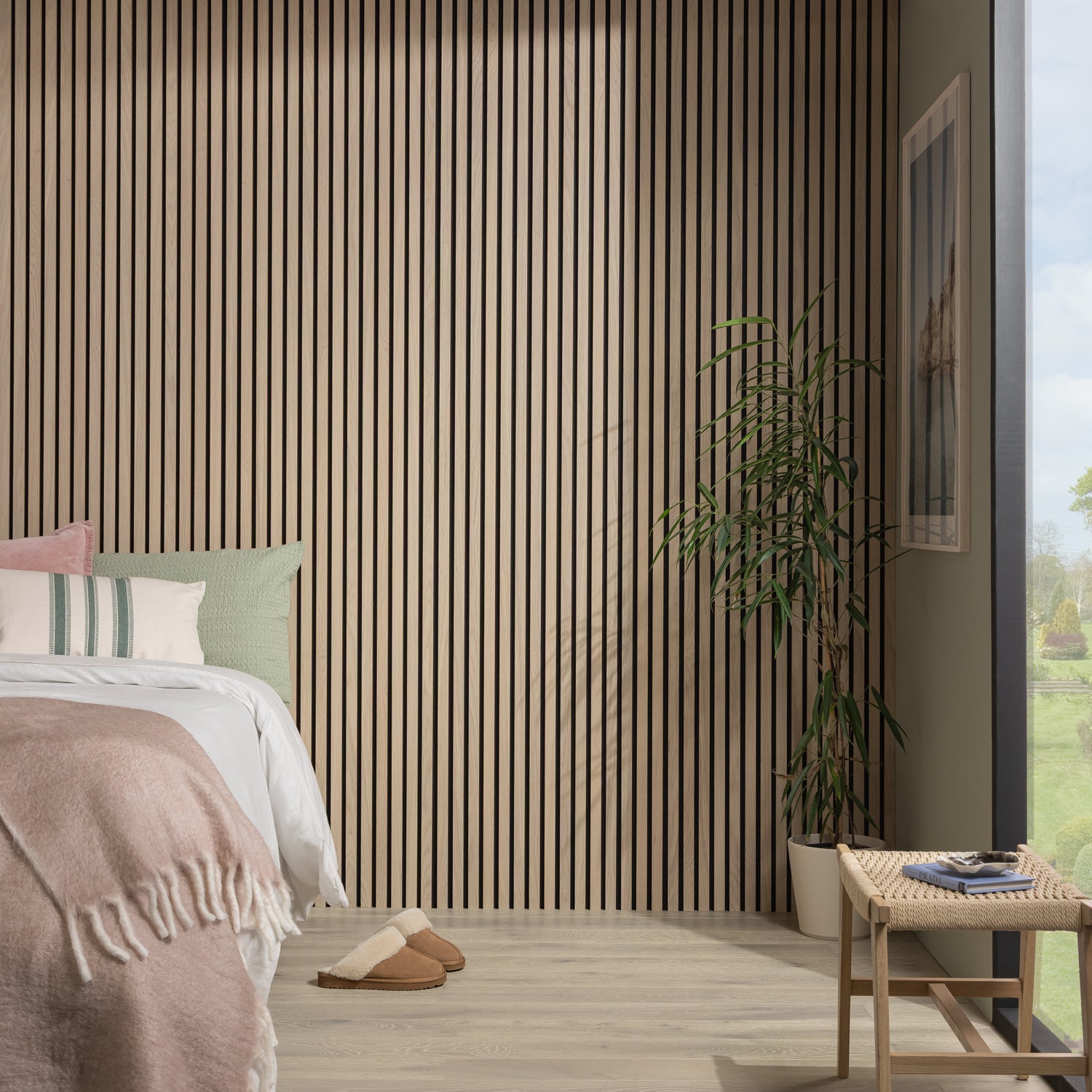 SlatWall Washed Oak Panel Sample | Naturewall
