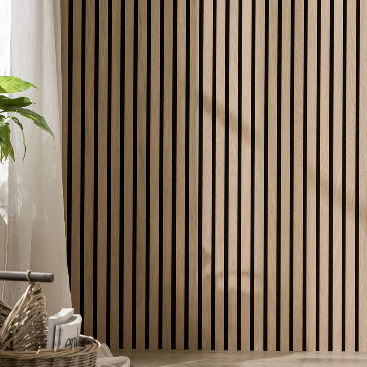 SlatWall Washed Oak Panel Sample | Naturewall