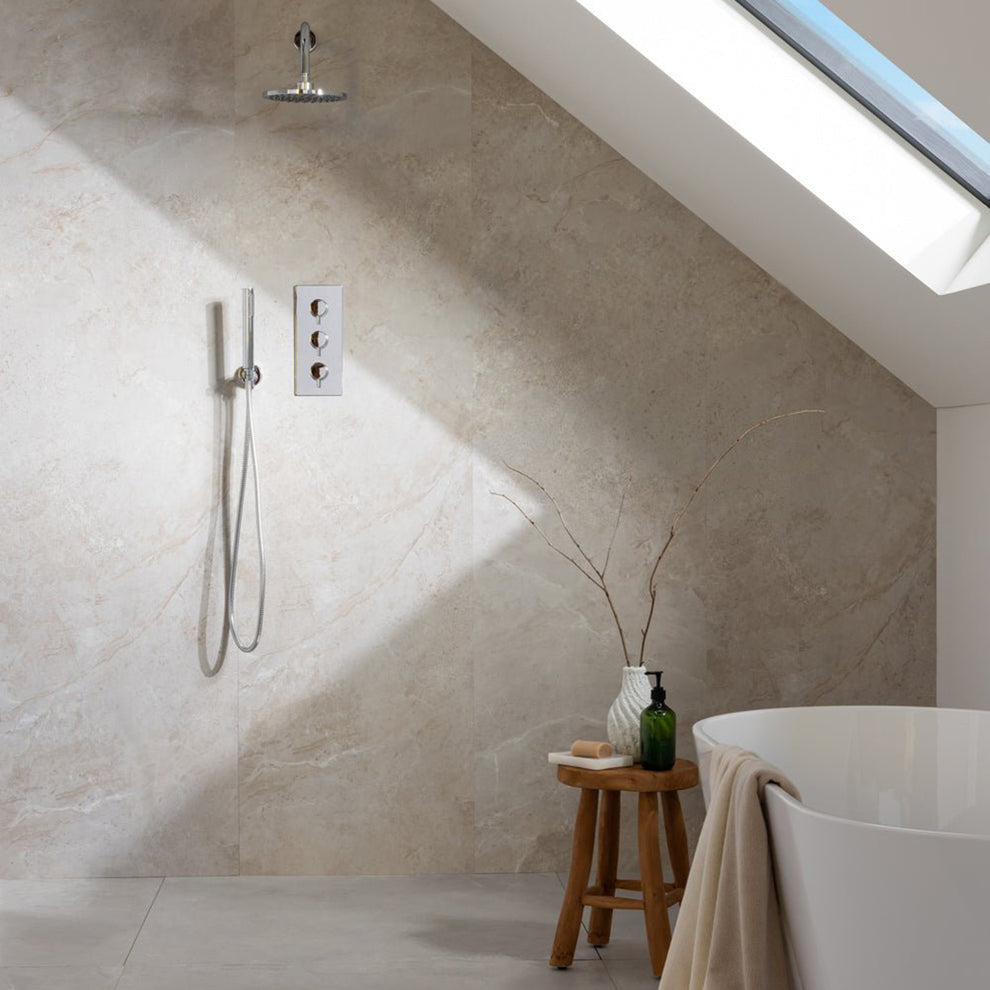 Elemence Limestone Grey Stone Effect Shower Panel – Naturewall