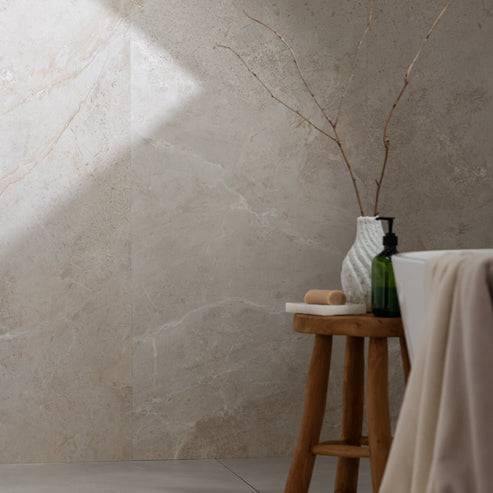 Elemence Limestone Grey Stone Effect Shower Panel – Naturewall