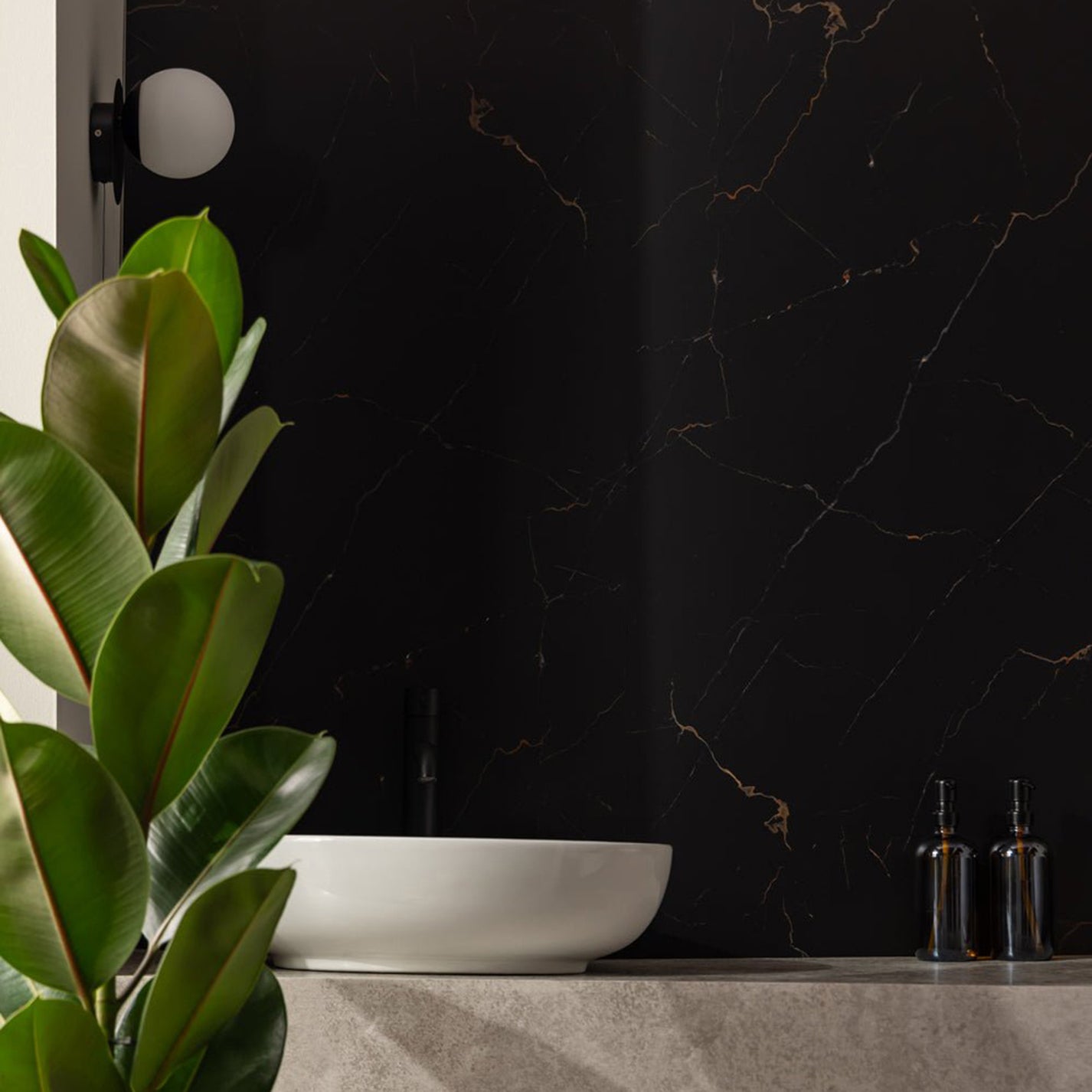Elemence Marquina Black Marble Effect Shower Panel – Naturewall