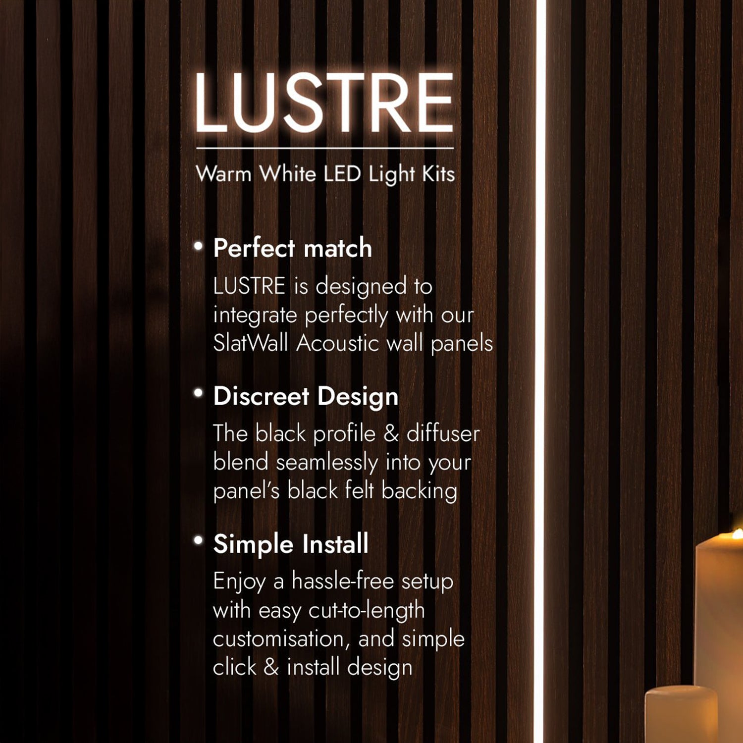LUSTRE Warm White LED Light Kit | Naturewall SlatWall Accesories