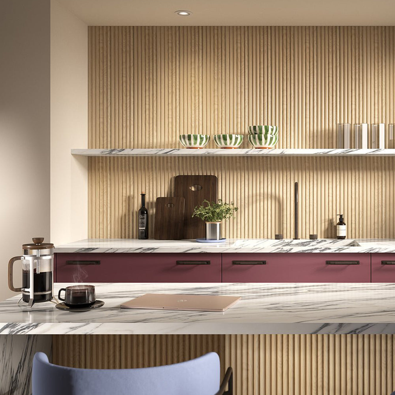 Reeded Fine Waterproof Natural Oak Panel | Naturewall