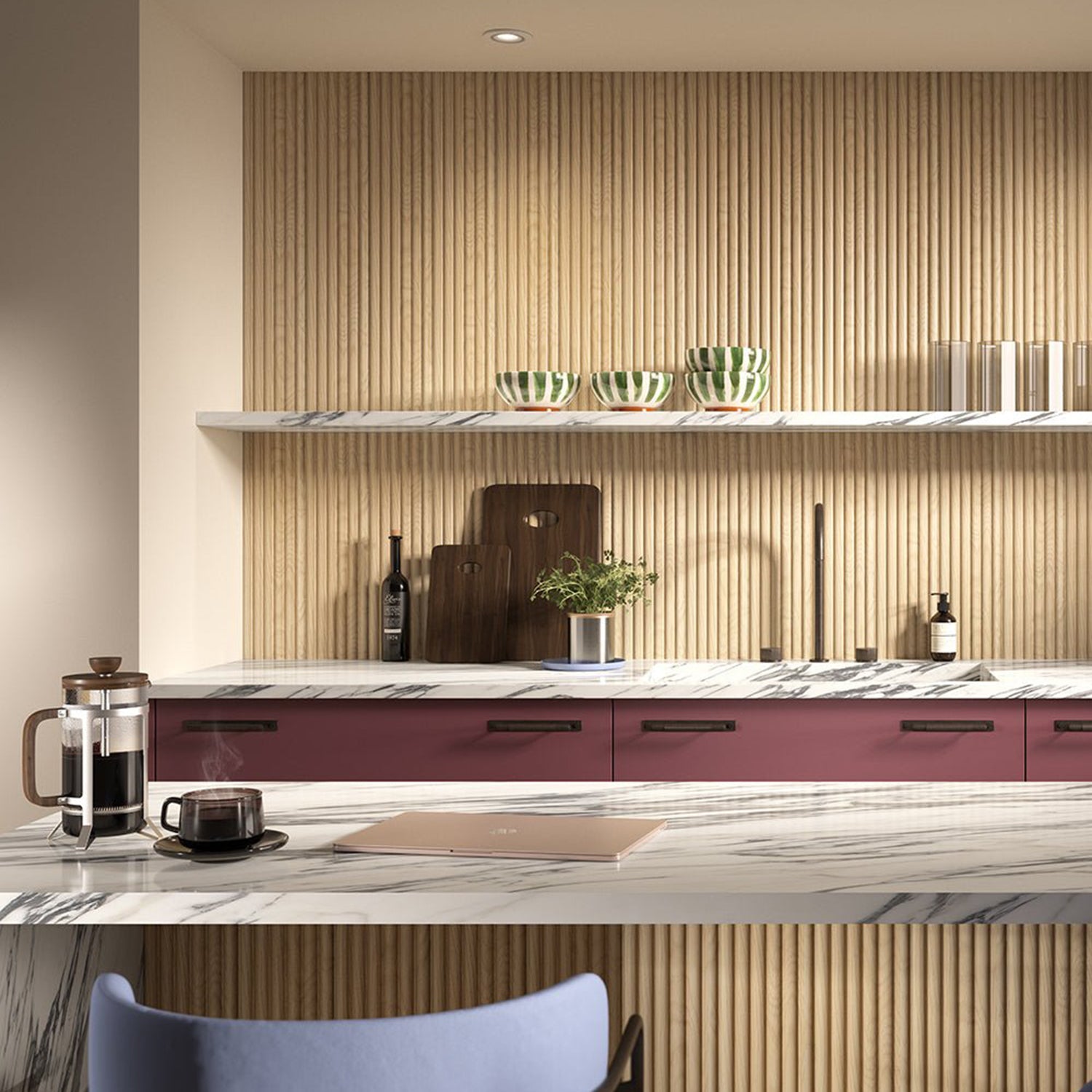 Reeded Fine Waterproof Natural Oak Panel | Naturewall