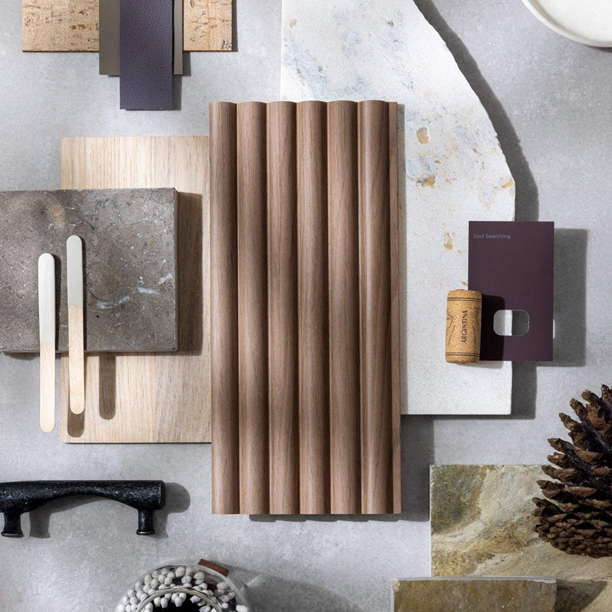 Reeded Waterproof Walnut Sample | Naturewall