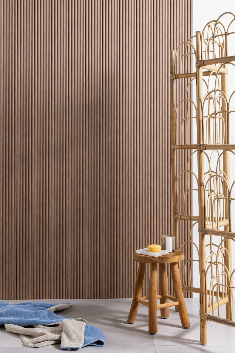 Reeded Waterproof Walnut Sample | Naturewall