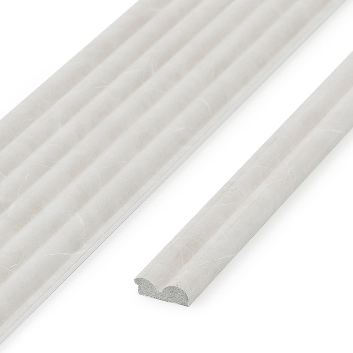 Reeded Waterproof White Marble End Cap | Naturewall