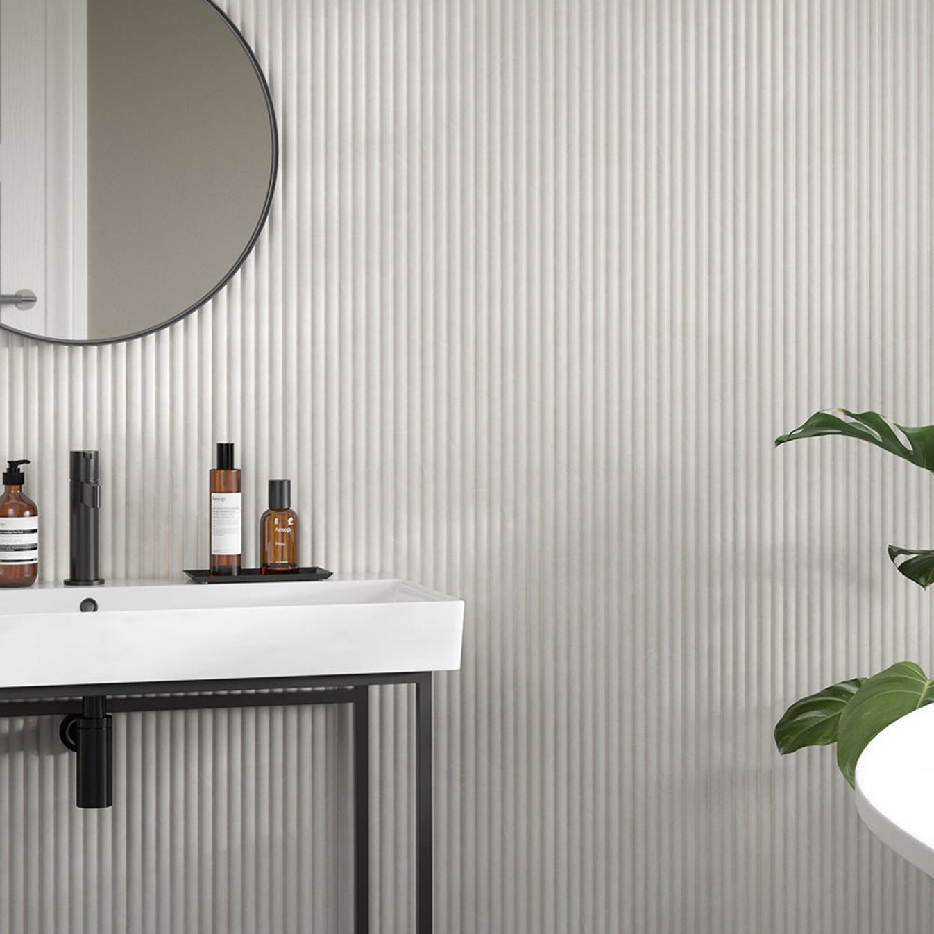 Reeded Waterproof White Marble Panel | Naturewall