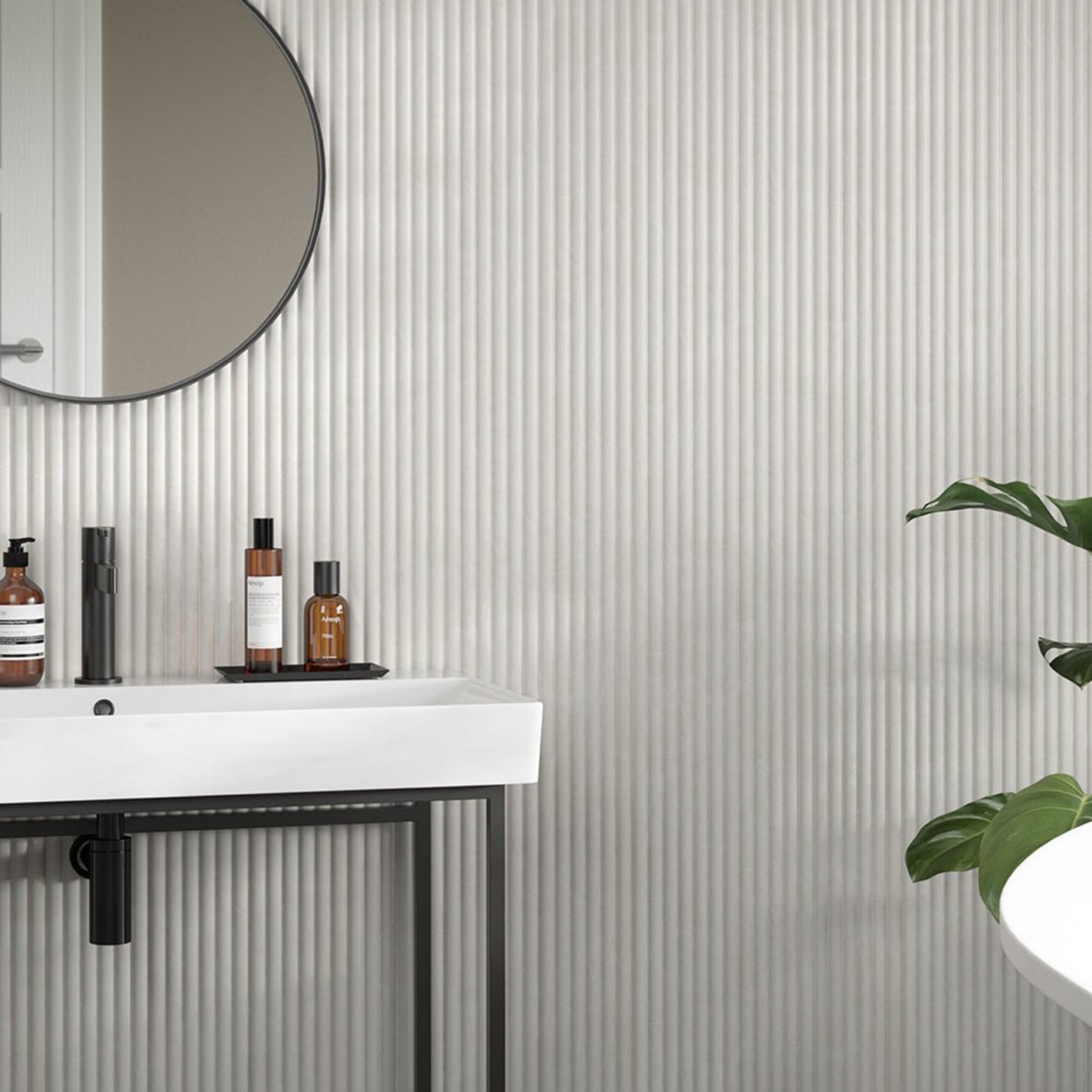 Reeded Waterproof White Marble Panel | Naturewall