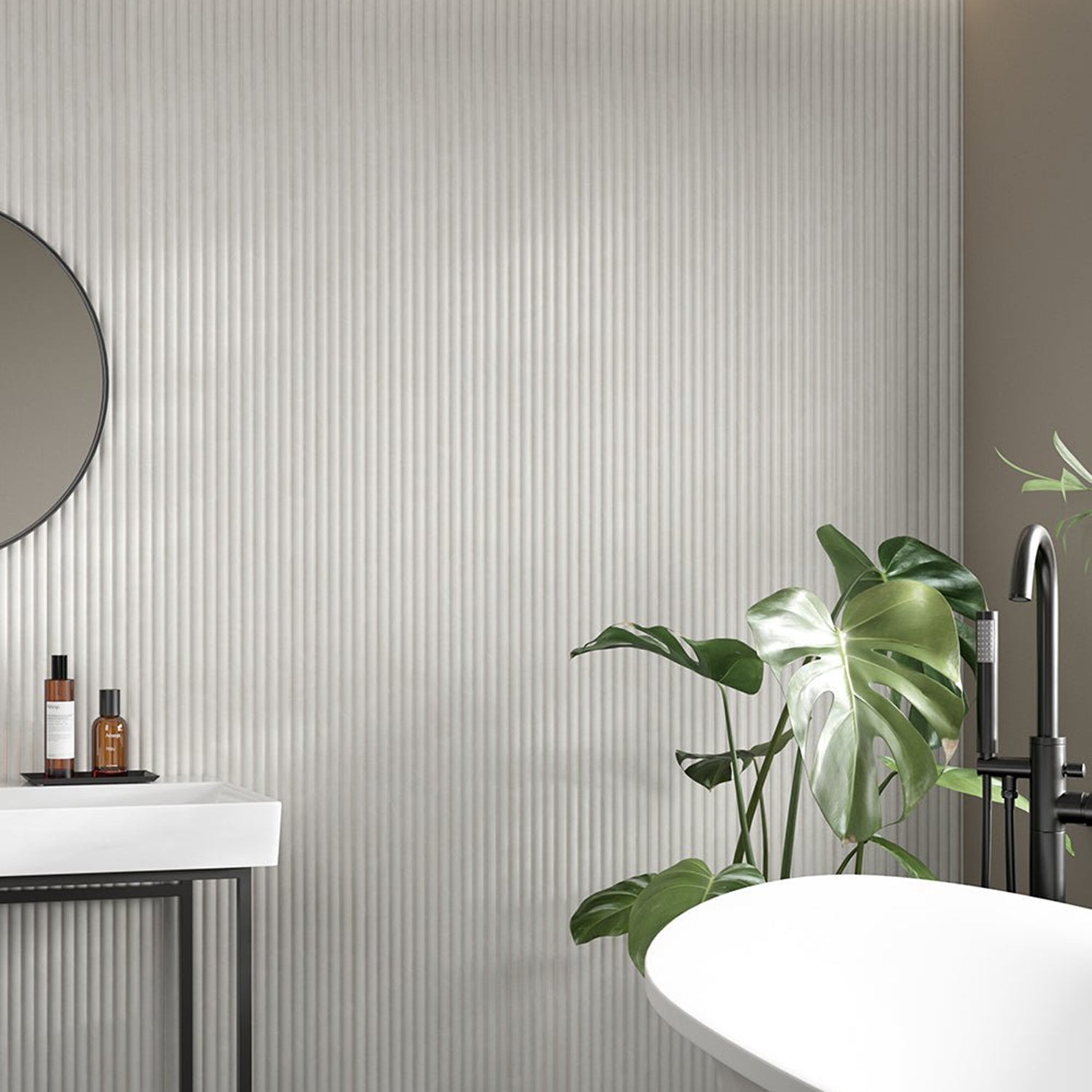 Reeded Waterproof White Marble Panel | Naturewall