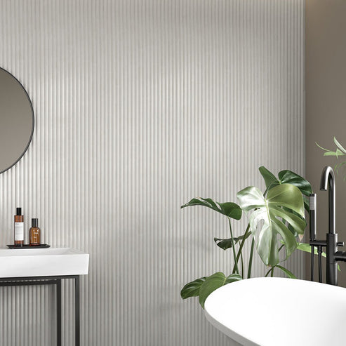 Reeded Waterproof White Marble Sample | Naturewall