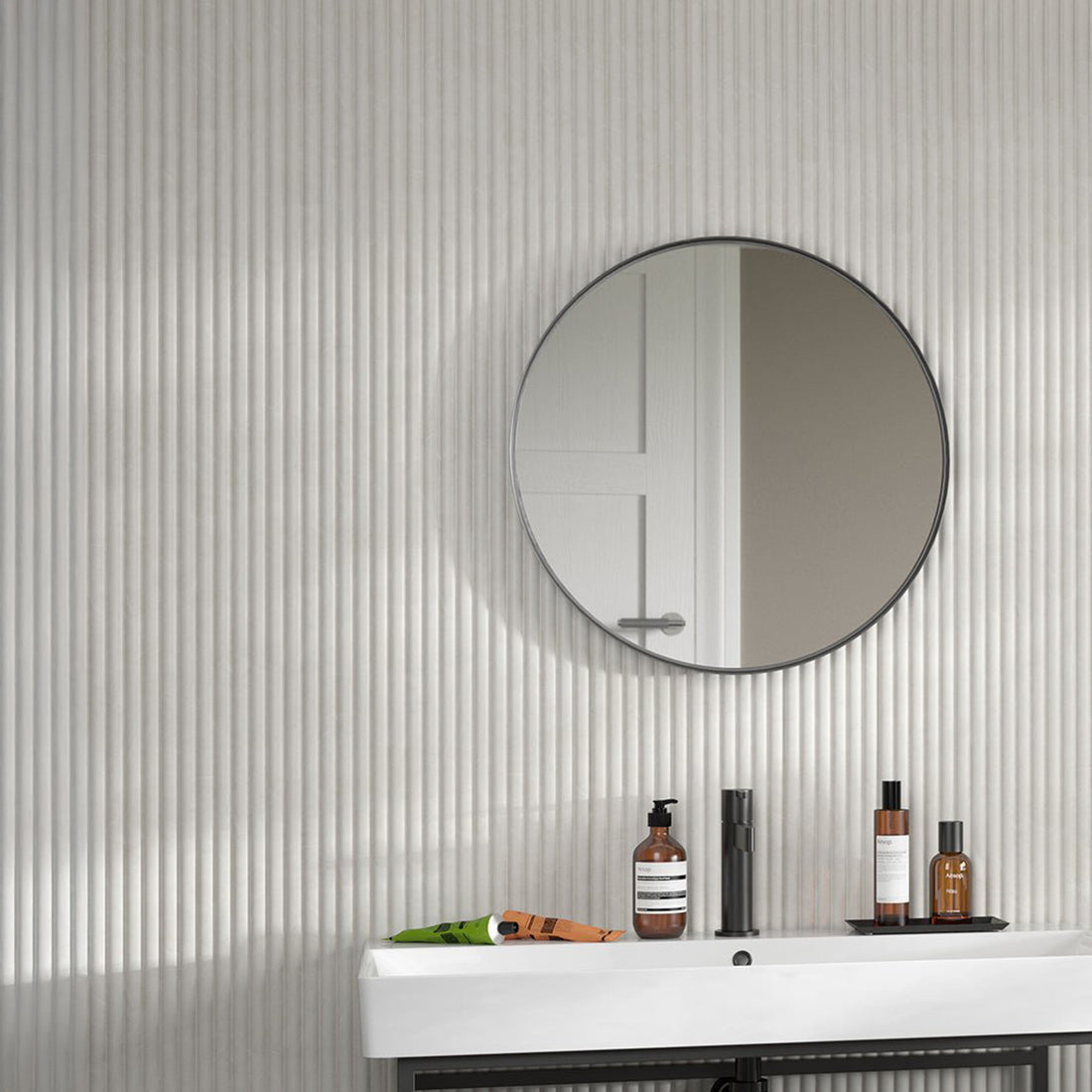 Reeded Waterproof White Marble Sample | Naturewall