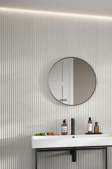 Reeded Waterproof White Marble Sample | Naturewall