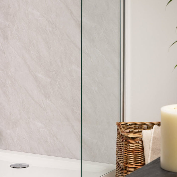 Sivara Dove Grey Marble Effect PVC Waterproof Shower Panel | Naturewall