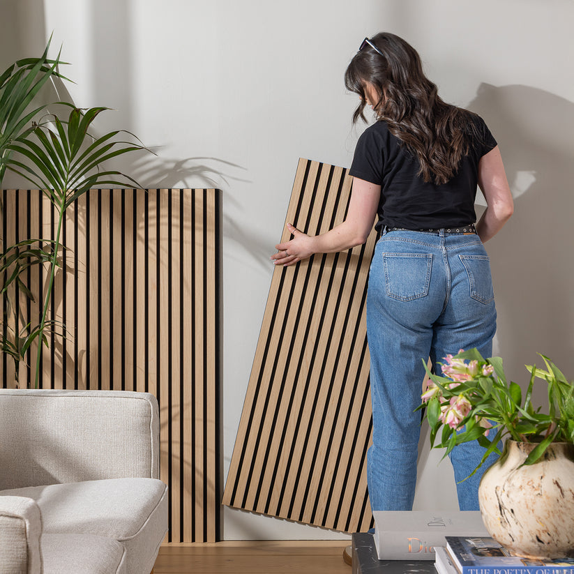 SlatWall Half Height Natural Oak Wood Panel | Naturewall