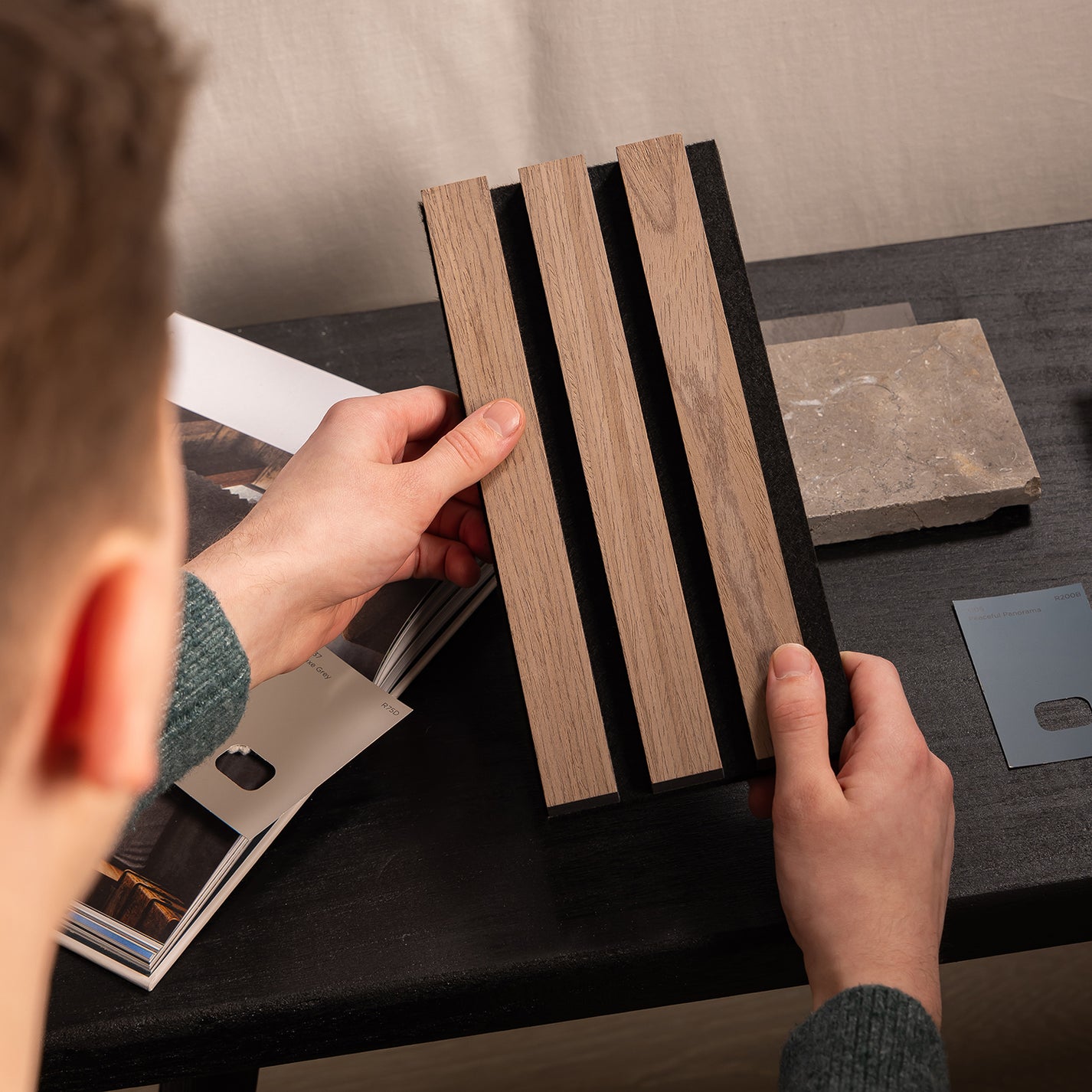 SlatWall Acoustic Half Height Walnut Panel | Naturewall